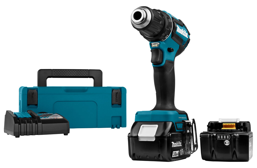 Дрель-шуруповерт Makita DDF485RFJ, 18В, 2 скорости, 2 аккумулятора, кейс