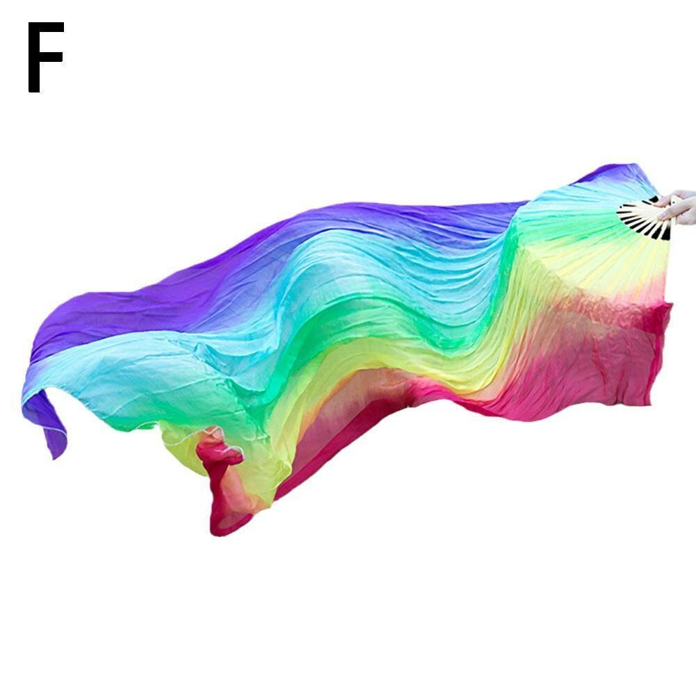 Вентиляторы для танца живота длиной 150 см, градиент цвета, китайский шелковый веер