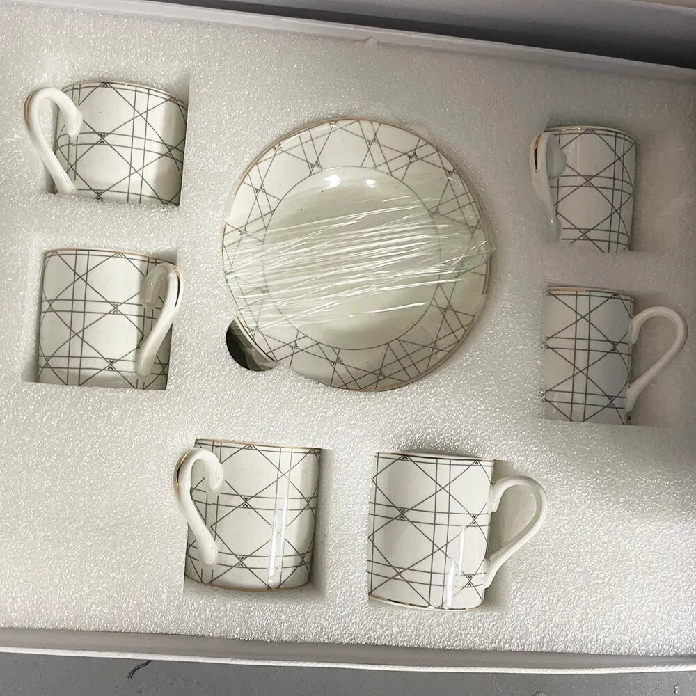 6 шт. золотых керамических кофейных чашек 80 мл, маленькие мини-эспрессо чашки для послеобеденного чая, десертные чашки, милые кафе кружки, подарок на день