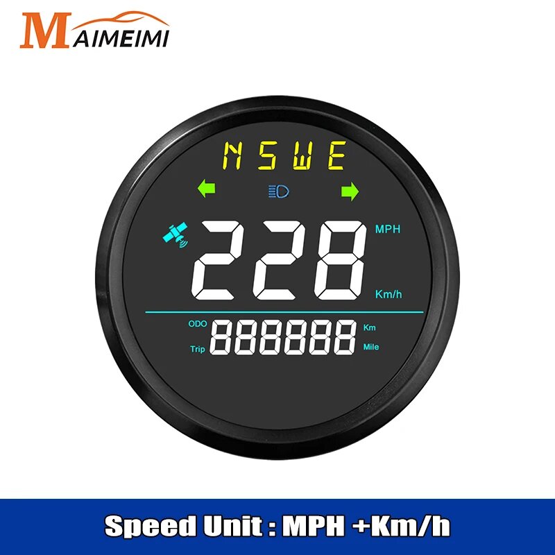 85-мм GPS-спидометр с GPS-антенной Одометр TRIP KMH MPH Узел NSWE с указателями поворота для автомобиля, лодки, 12 В, 24 В по индивидуальному заказу White BN mph kmh