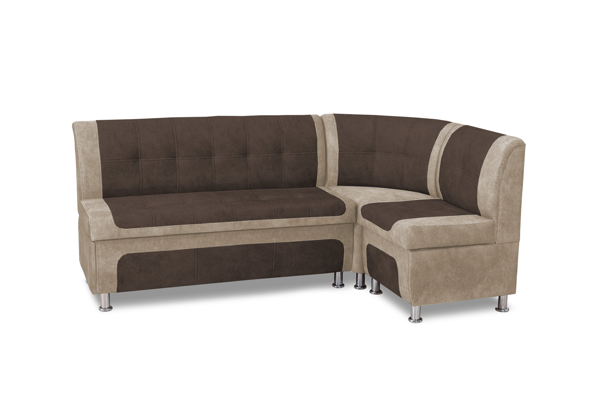 Кухонный уголок, кухонный диван, Линия Стиля "Трапеза-2", угловой, с ящиками, велюр, коричневый, бежевый