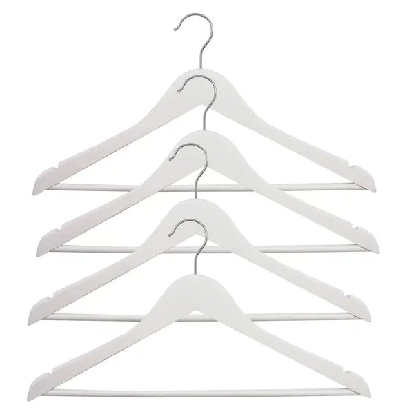 Плечики Spaceo 44.5 см дерево/сталь цвет белый 4 шт