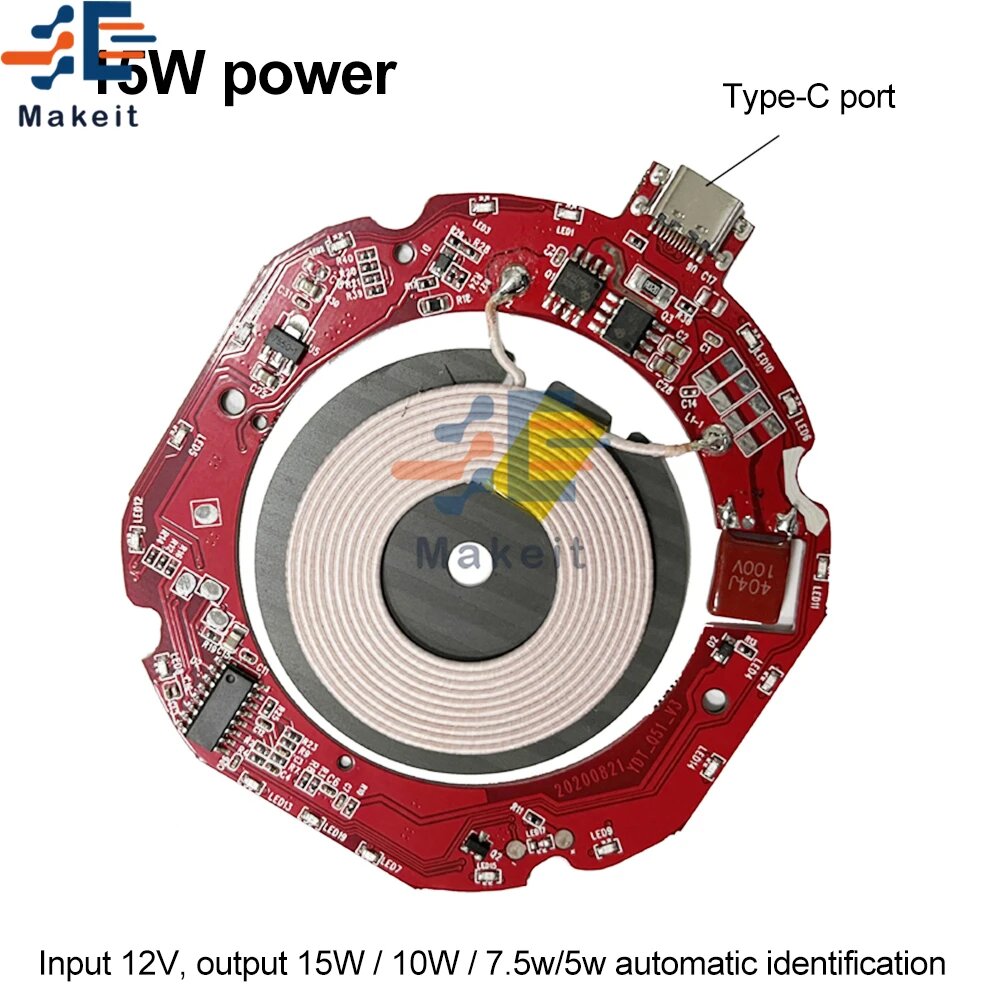 TYPE-C/MICRO USB 5-9 В/5-12 В 5-10 Вт/5-15 Вт модуль беспроводного зарядного устройства для быстрой зарядки передатчик катушка печатной платы PCBA