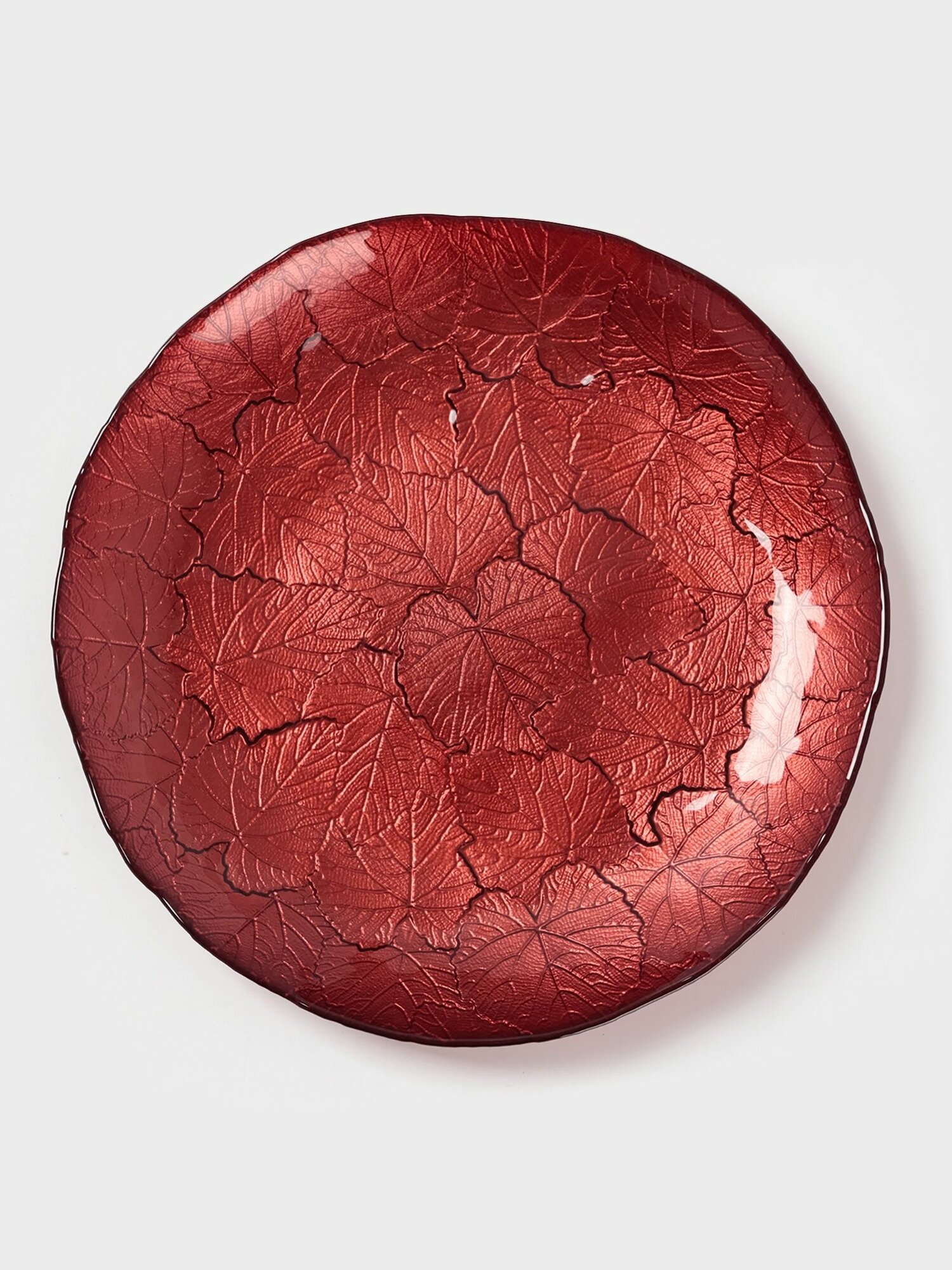 Тарелка краски осени , d 21 см, стекло, красная