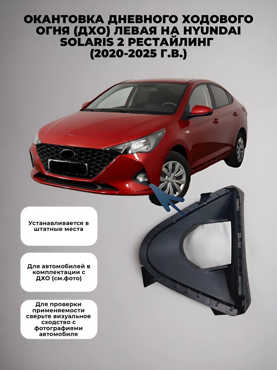 Окантовка передняя левая на Hyundai Solaris 2 (2020-2025 г. в.)