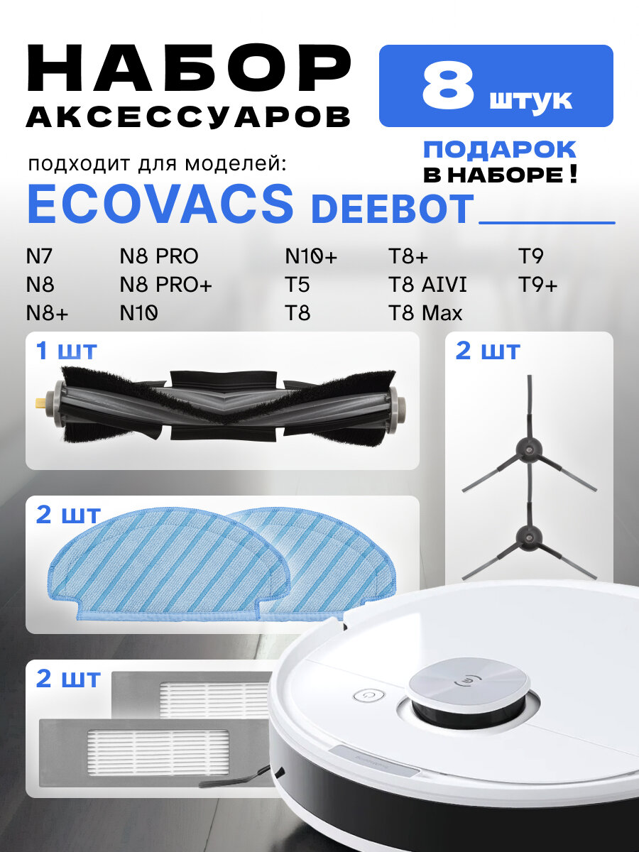 Набор фильтров и щеток для робота пылесоса ECOVACS (8 шт)