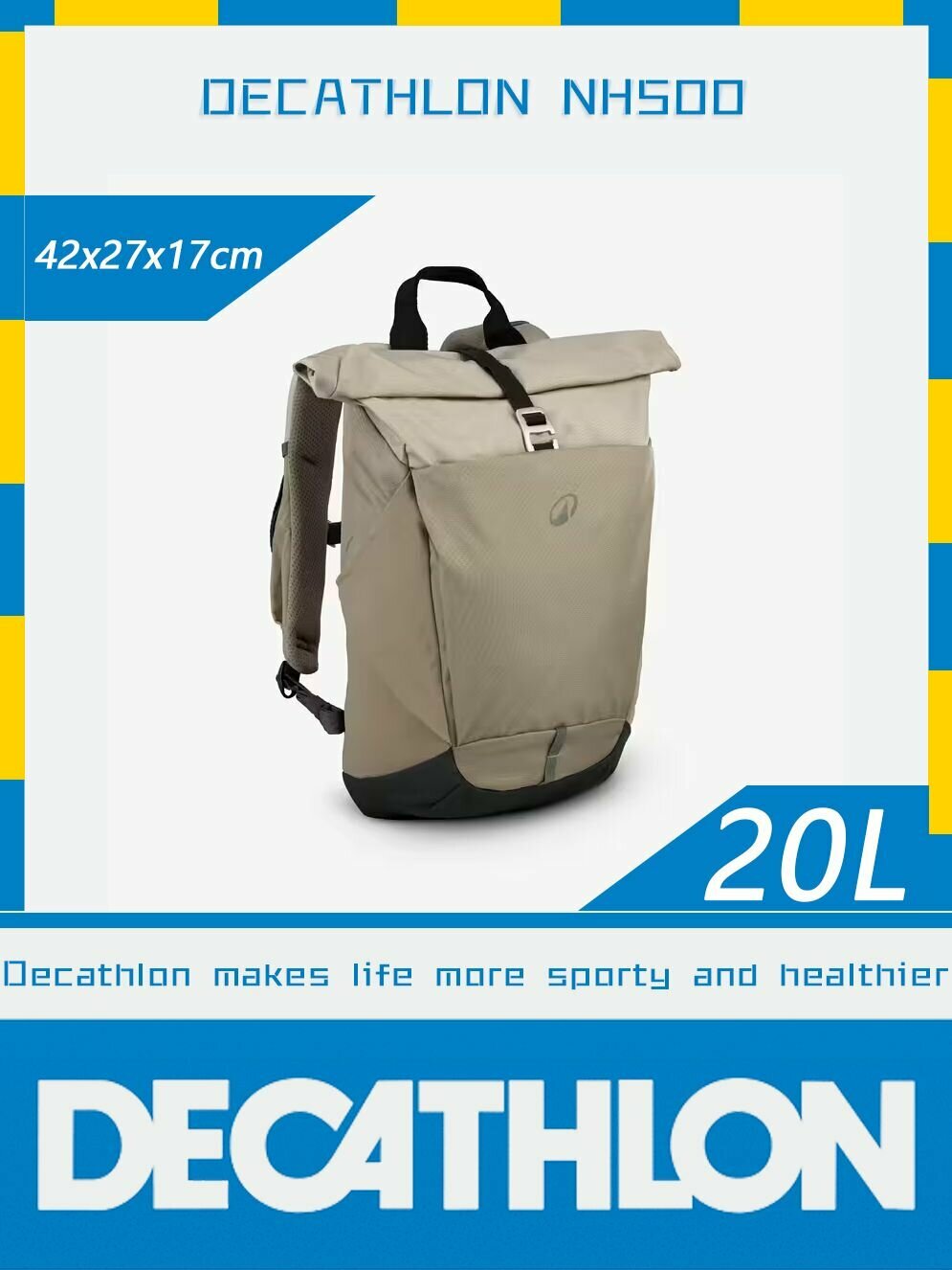 Походный рюкзак 16Л + 4 рулона NH500 Escape Roll Top - бежевый