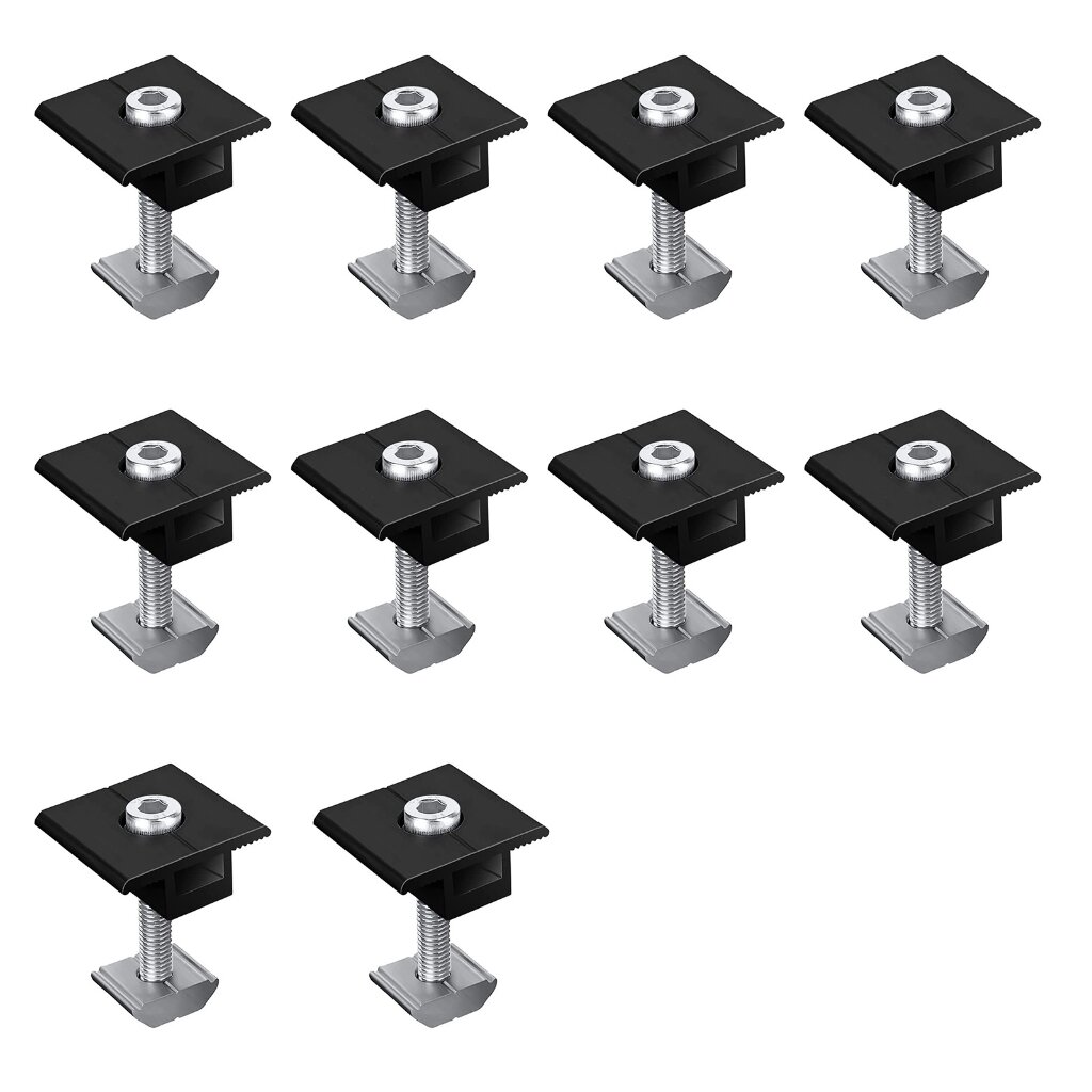 10шт Т-Образный Центральный Зажим Солнечной Панели Средние Зажимы Солнечный Монтажный Рельсовый Соединитель Из Алюминиевых Сплавов Фотоэлектрический Кронштейн