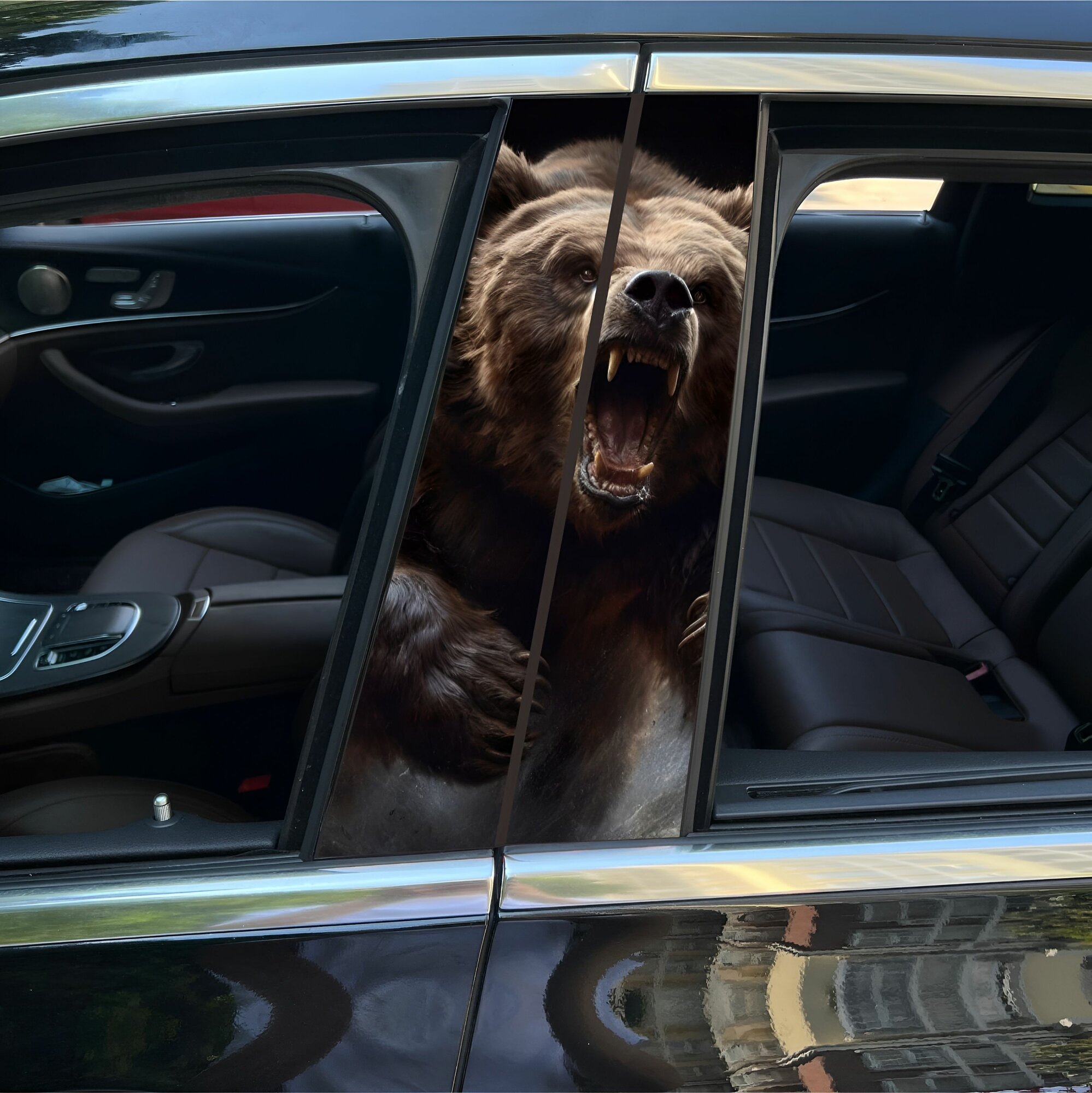 Наклейки на стойки дверей Медведь