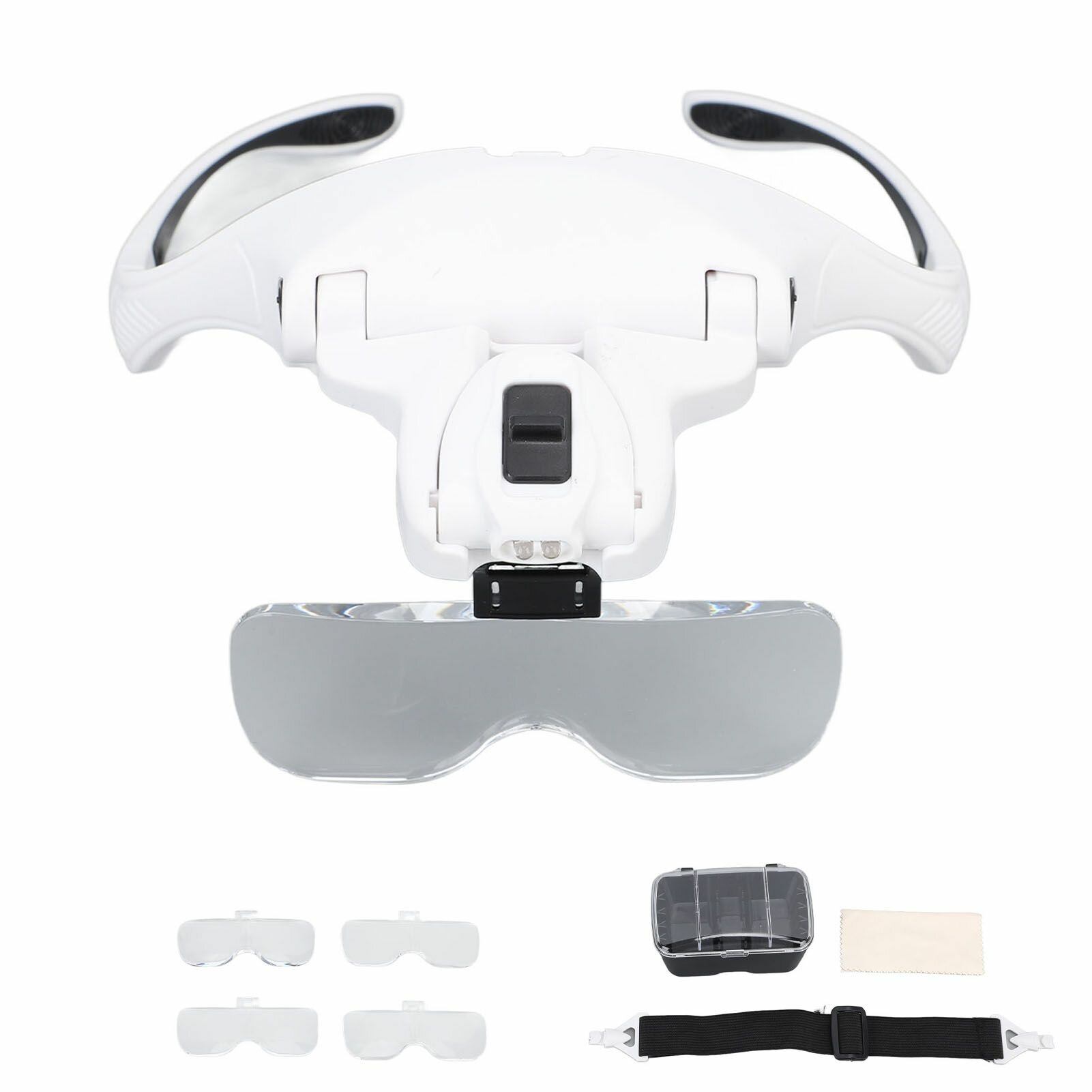 Увеличительные очки для наращивания ресниц с 2 светодиодными лампами, оголовье, 5-кратное увеличение, инструмент для наращивания ресниц в салоне