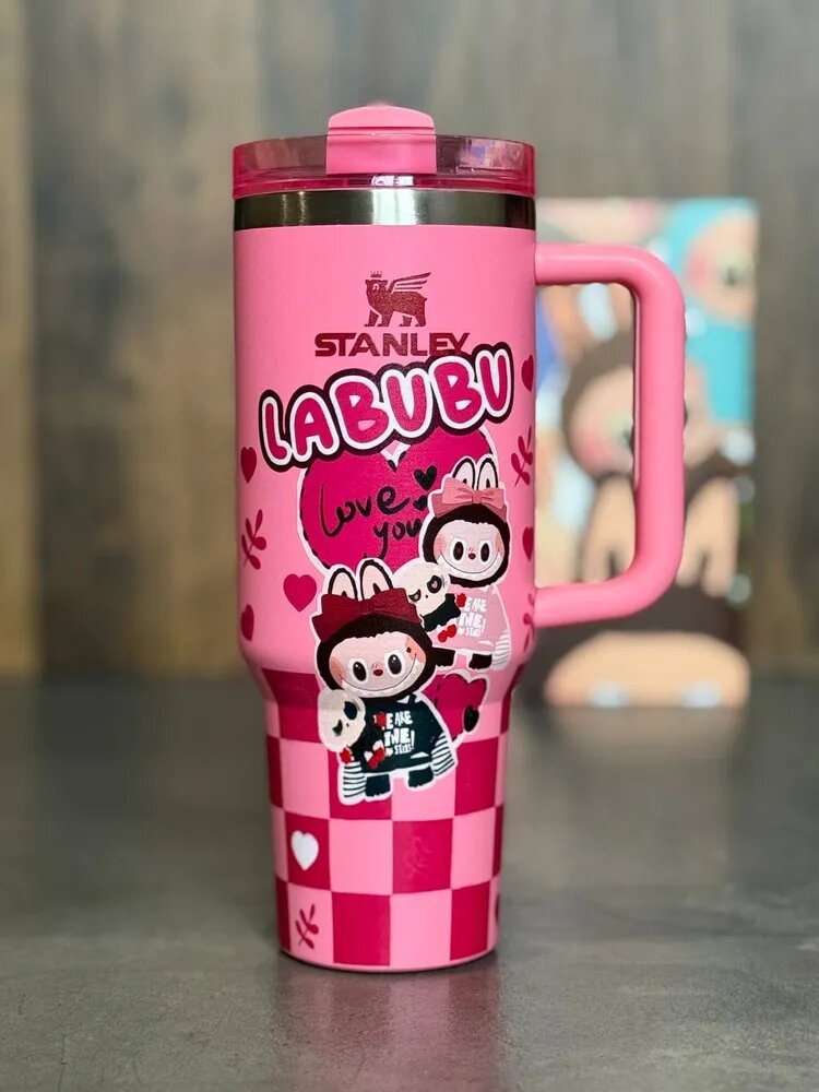 Термокружка с ручкой 40OZ Labubu из нержавеющей стали 1.18 литров