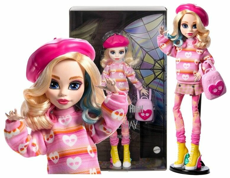 Кукла Mattel Monster High Wednesday - Энид Синклер в розовом наряде, берете, рюкзаке - Кукла с аксессуарами Монстр Хай HXJ05
