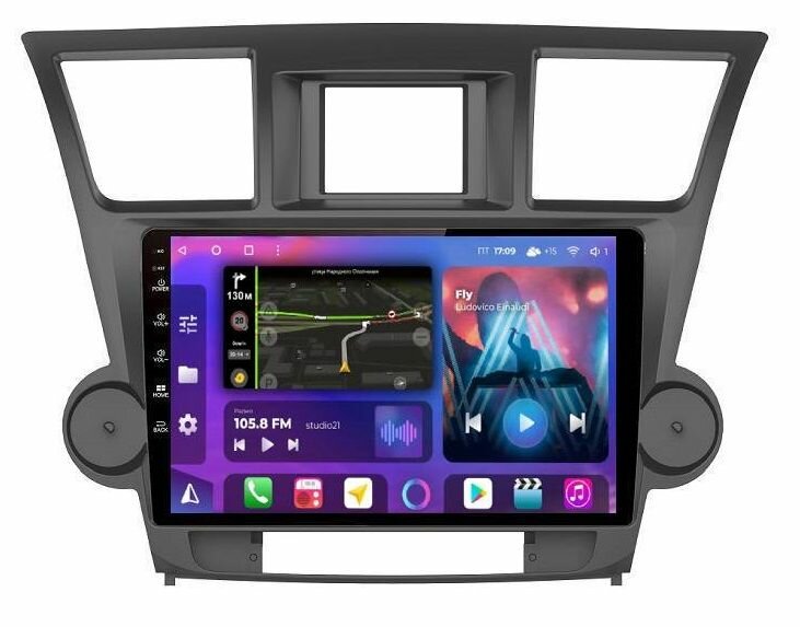 Магнитола Тойота Хайландер FarCar (Toyota Highlander) 2007-2013 на Android 12 - 10 дюймов