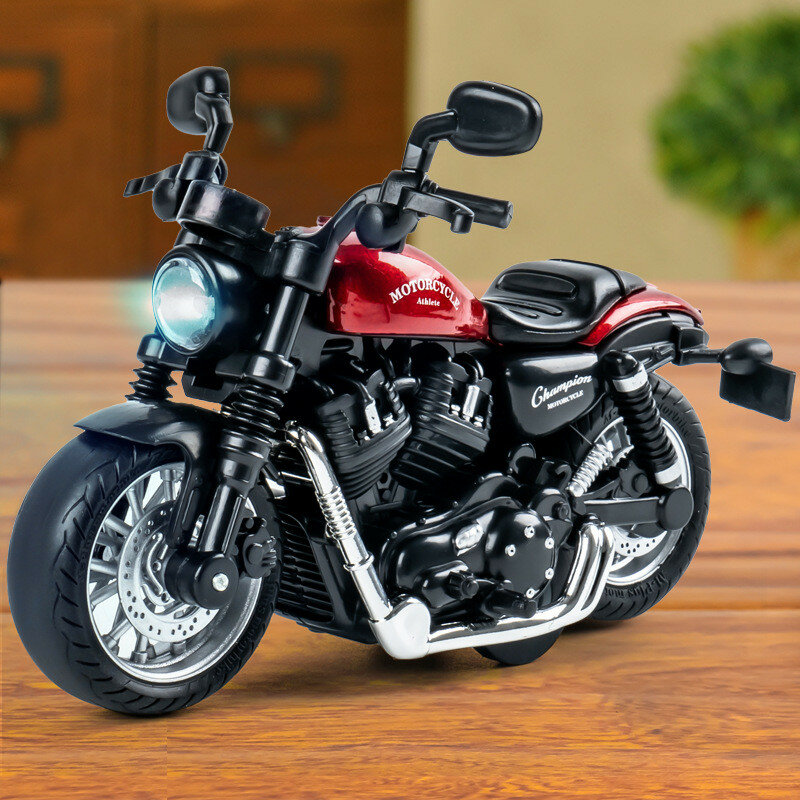 Мотоцикл police из сплава с мигающими огнями и музыкой для детской игры красный страсть