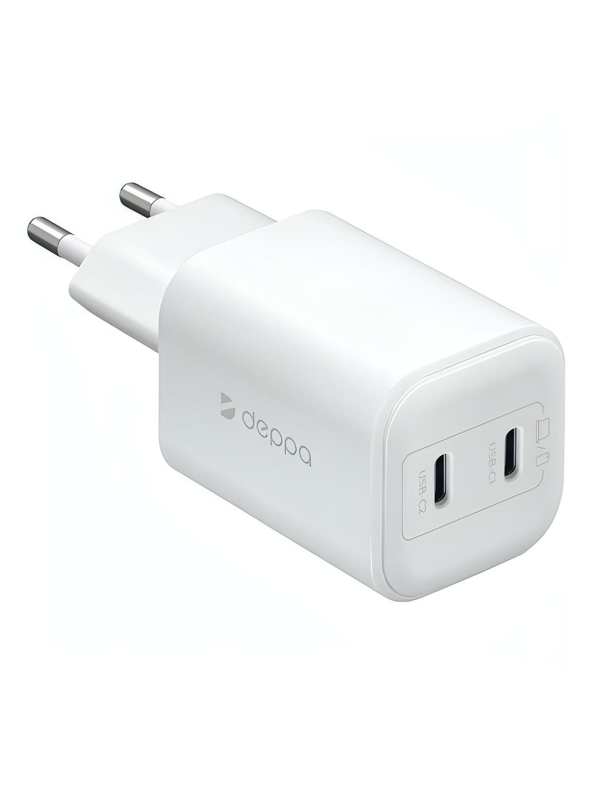 Сетевое зарядное устройство Deppa 2хUSB-C GaN 45W (11462)