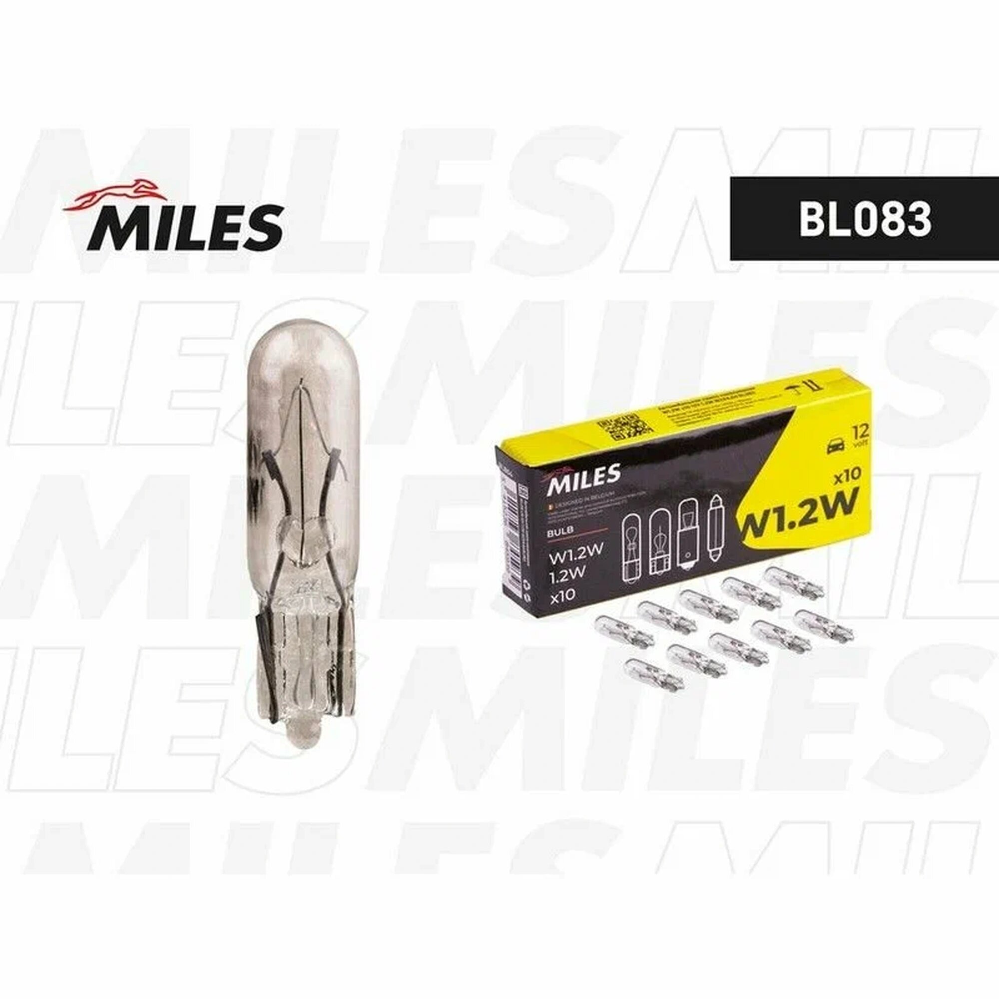 Лампа накаливания сигнальная MILES BL083, W1,2W, 12V, 1,2W, W2x4,6d (1 шт.)