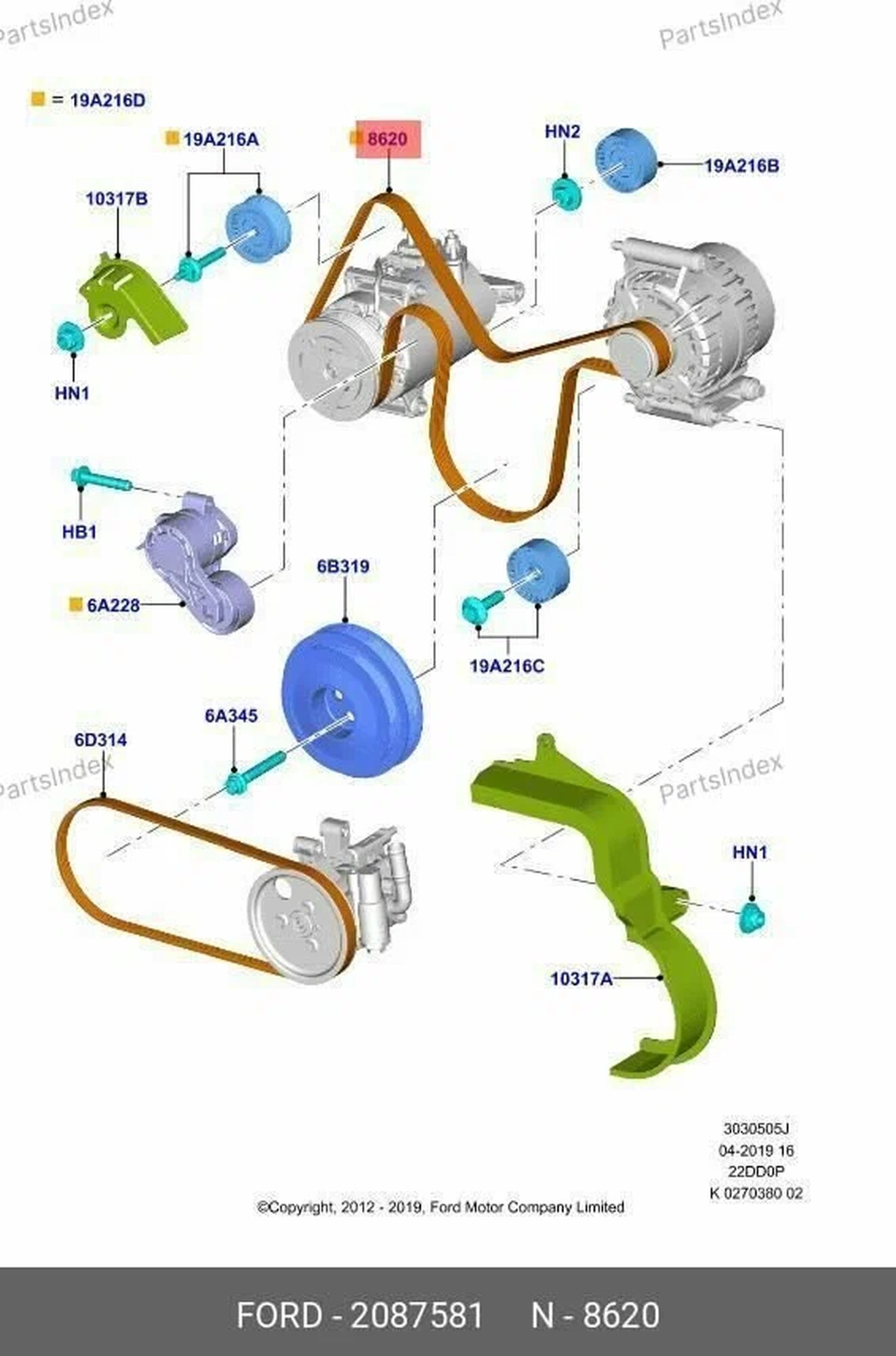 Ролик приводного ремня обводной, FORD 2087581