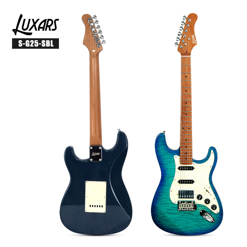 Безголовая электрогитара Luxars S-G27（SBL）, Материал из жареного клена, 9,5 дюймов