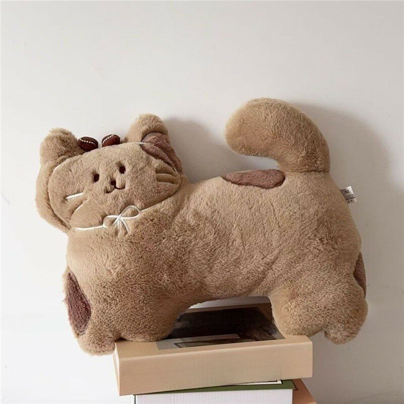 Nordic cat плюшевый подушка декоративная с вышивкой и лоскутной отделкой для гостиной sofa декор, хаки