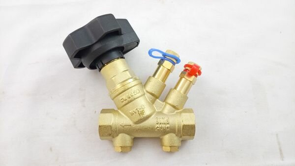 Клапан балансировочный ручной латунь MVT-R Ду 15 Rp 1/2 Ру16 Тмакс120 оС ВР Kvs9м3/ч с измерительными ниппелями Ридан 003Z4041R