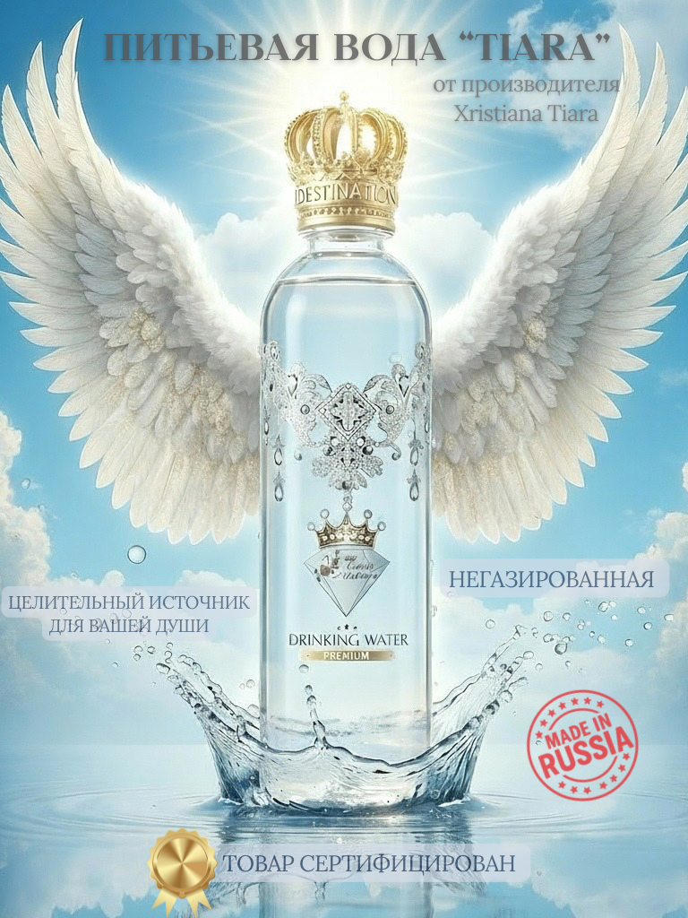 Питьевая вода TIARA с уникальной крышкой (золотая корона) 1шт