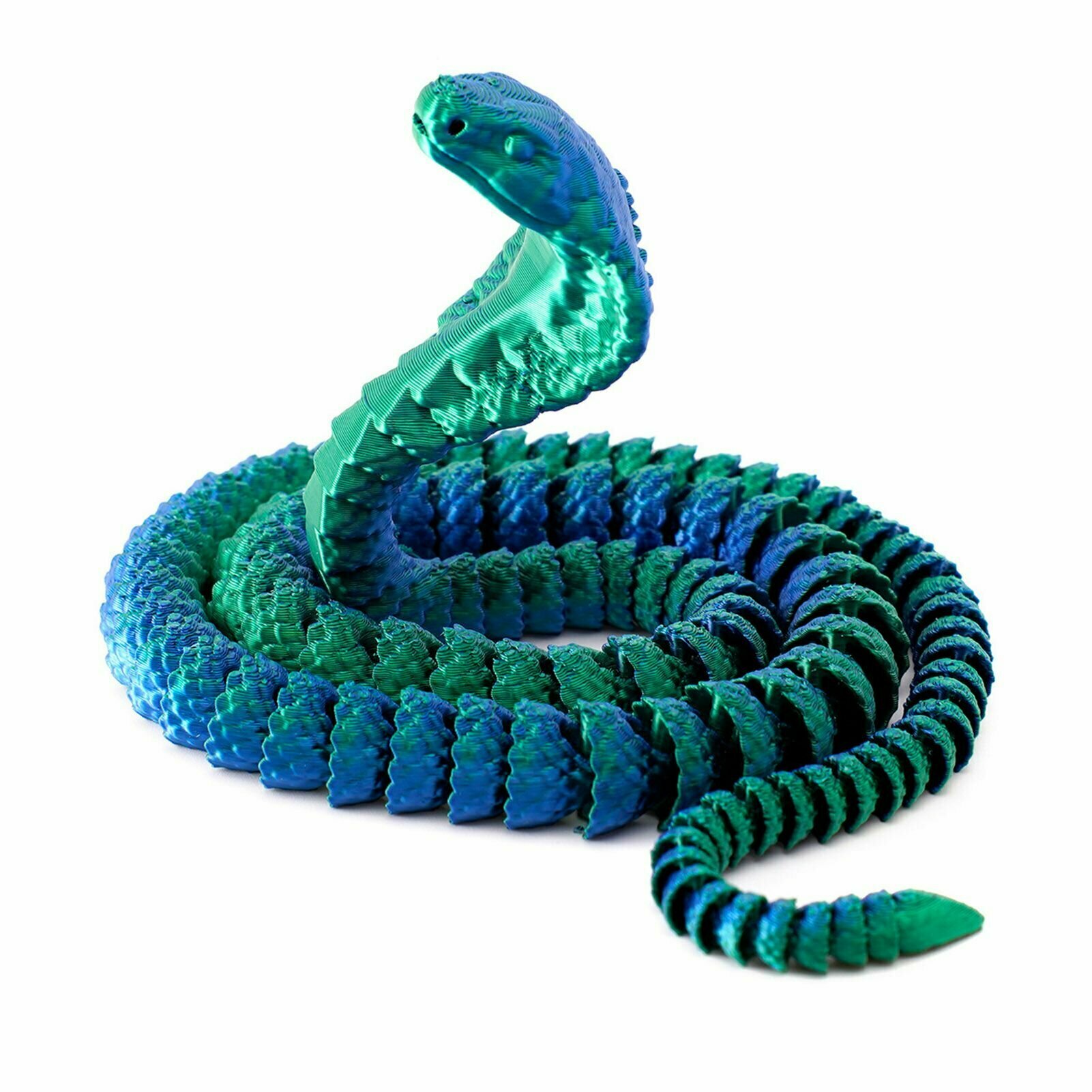 3D-печатная модель шарнирной змеи кобры 25 см