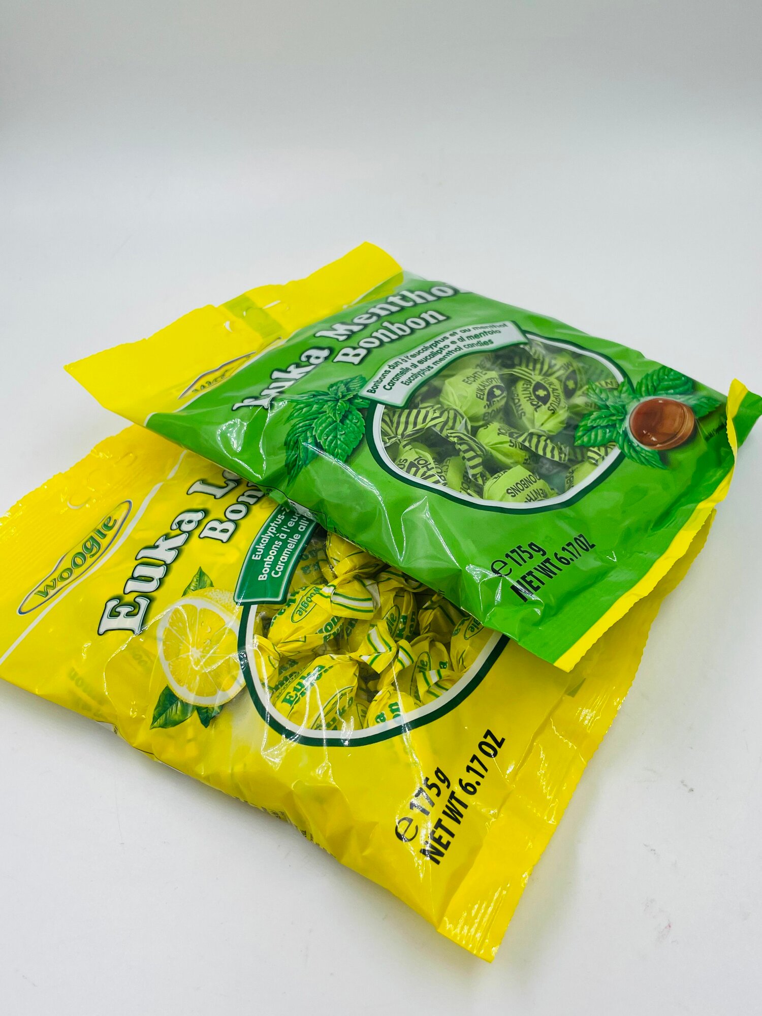 Леденцы Woogie Euka Menthol и Lemon со вкусом эвкалипта и ментола/лимона, 2 уп. по 175 г (Германия)