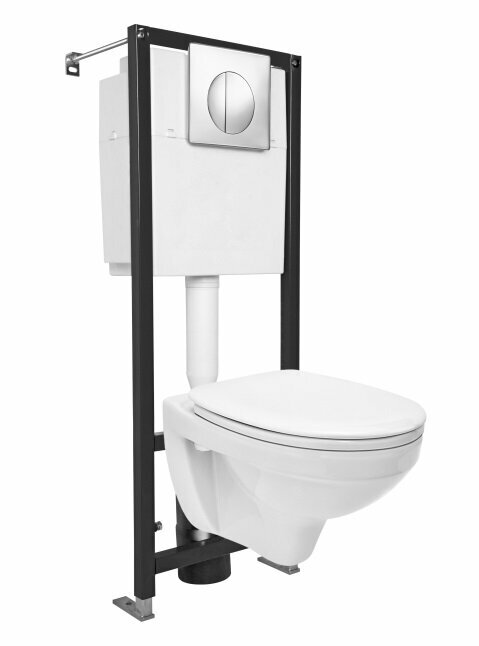 Комплект Cersanit DELFI Инсталляция с унитазом и сиденьем кнопкой S-SET-DEL/Black/TPL/Cg-w