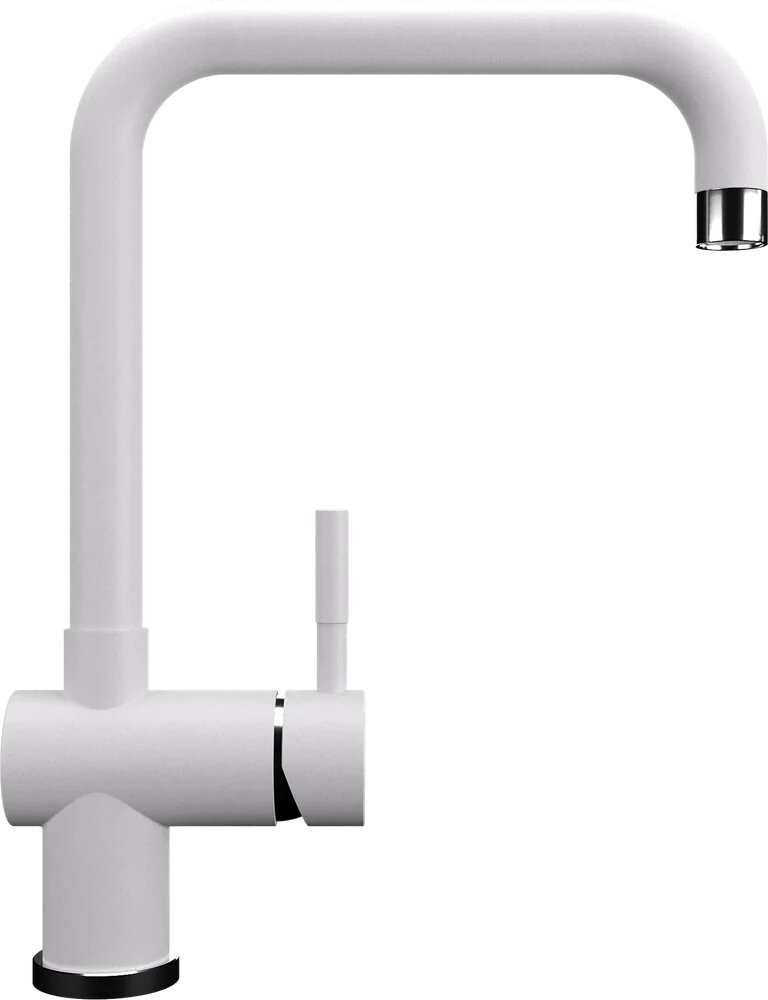 Смеситель для кухни Ulgran Quartz UQ-023 с поворотным изливом, серый, матовый, однорычажный, нержавеющая сталь, с керамическим картриджем