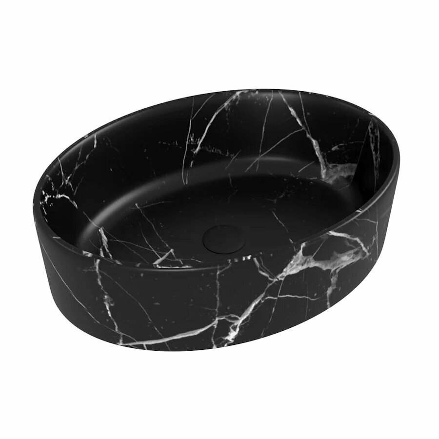 Накладная раковина Teymi Lori 51 накладная, без отверстия под смеситель, фарфоровая, овальная, раковина для ванной, черная, матовая