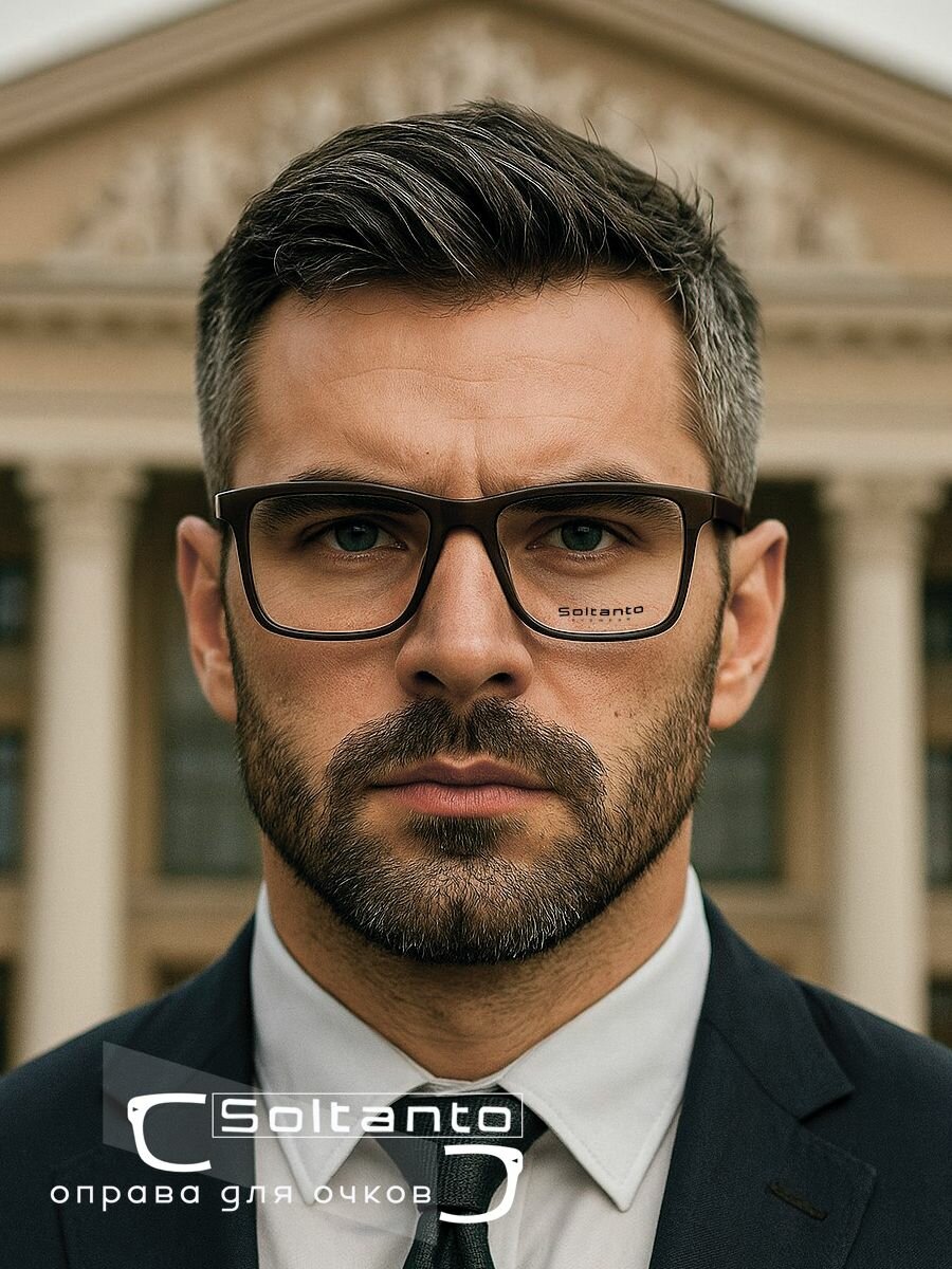 Оправа для очков Soltanto, ST7724, коричневая, прямоугольная, пластиковая