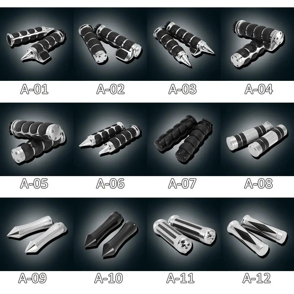 Мото ручки с черепом, хром, 6-3/8", 1" и 1-1/4", Цвет: Q