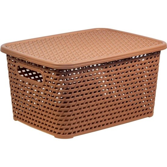 Ящик Idea ротанг с крышкой 23л 450х300х265мм М 2371 Бежевый ротанг