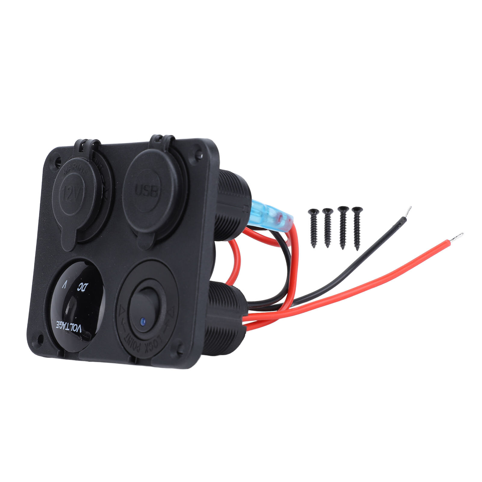 Панель розетки/зарядного устройства DC 12-24 В, двойная USB-розетка 4.2A, со светодиодным вольтметром, прикуриватель, синий свет, для автомобиля, лодки, грузовика, RV