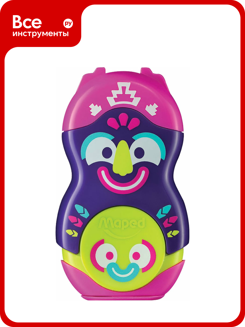 Точилка Maped Loopy Fancy, с контейнером и стирательной резинкой, ассорти 049131, 228777