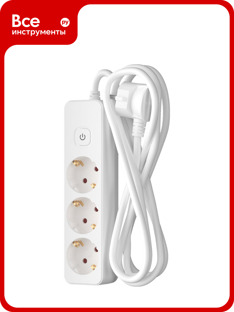 Сетевой, фотон, удлинитель фотон 16-33ЕS, 3м, 3 розетки, 16А, с выключателем, с заземлением, Белый 24752, 3х1