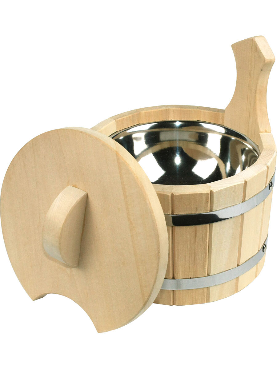 Запарник "Суши Веник", липа, с крышкой, нержавеющая сталь, 2 л