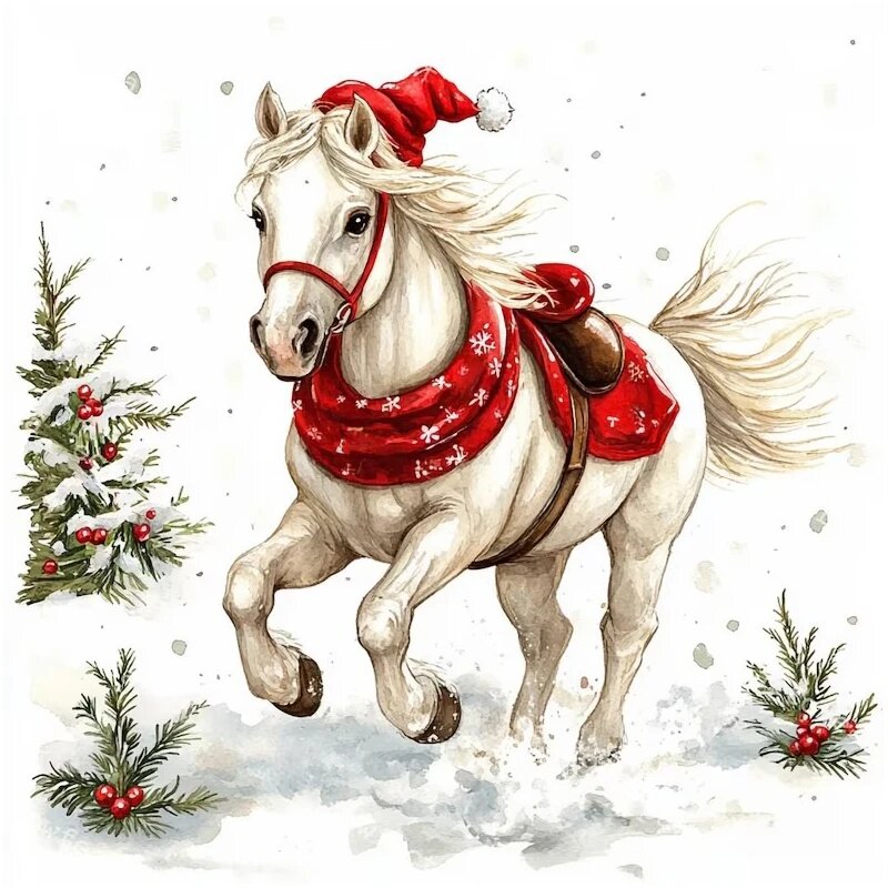 Настенные наклейки Рождественская лошадь 10cm-Longest side, JA412-B