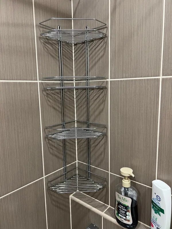 Угловая 4-х ярусная полка для ванной Zalel, хромированная, 72х19х19