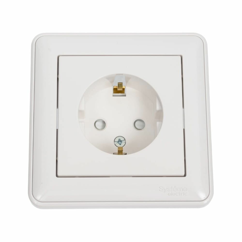 Розетка 1-м СП W59 16А IP20 с заземл. защ. шторки в сборе бел. SE RS16-152-18