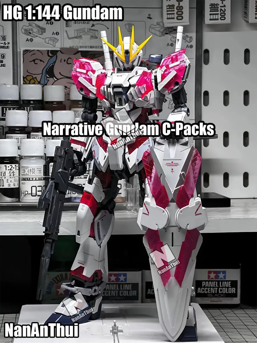 Сборная Игрушечная фигурка модель HG 1:144 Gundam Narrative Gundam C-Packs Высококачественная модель Поставляется с бесплатными наклейками и кронштейнами.