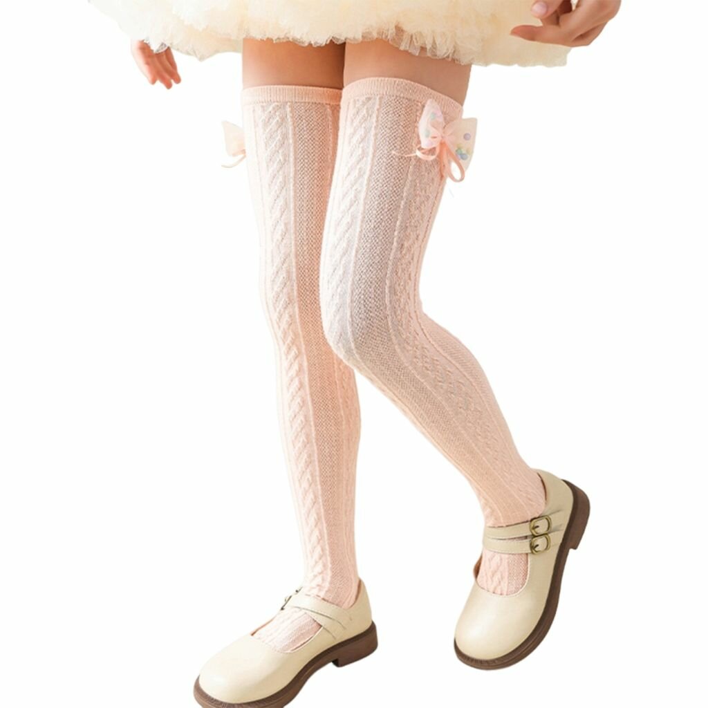 Детские чулки с бантом "Лолита" оранжевого цвета