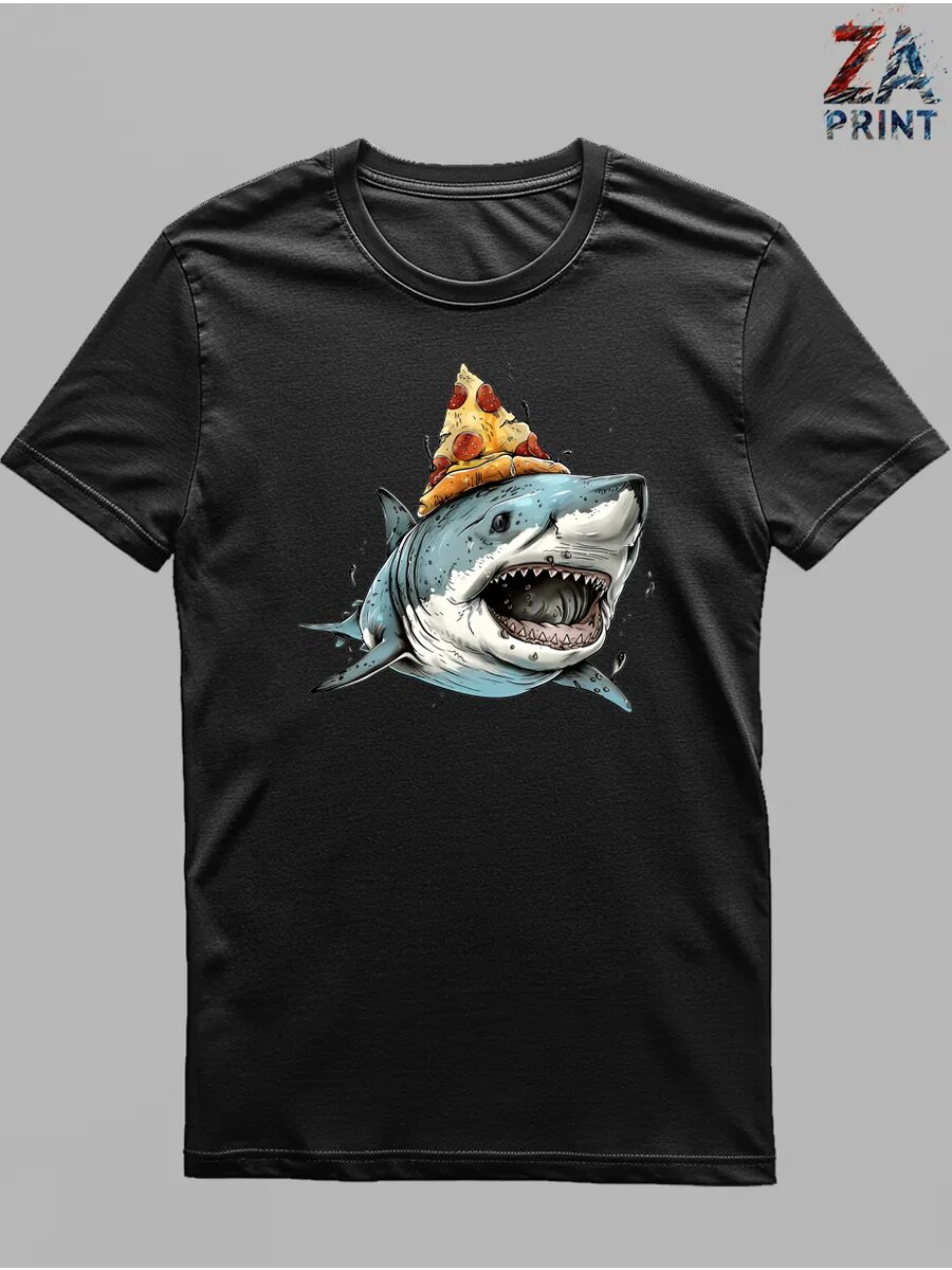 Футболка пицца акула
