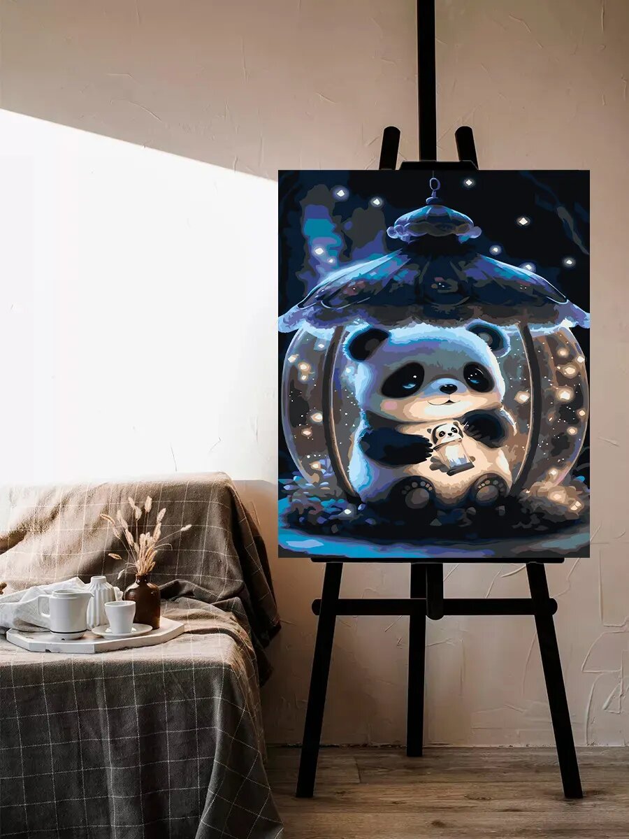 Картина по номерам Спокойной Ночи Панда Животное Колба