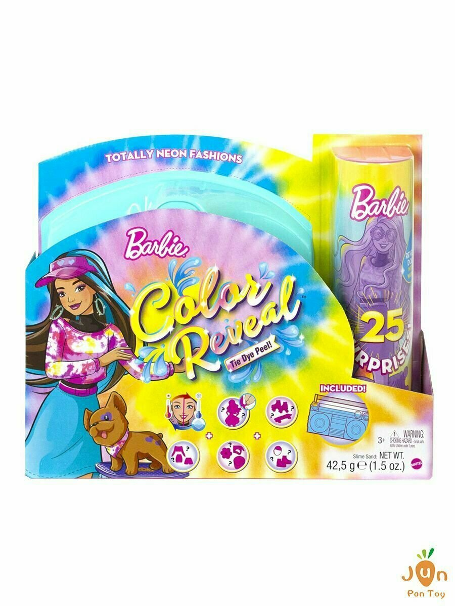 Mattel Barbie Color Reveal Totally Neon HCD28 / Игрушки для девочек с 25 сюрпризами, включая модных кукол и домашних собачек, подойдут в качестве подарков на день рождения