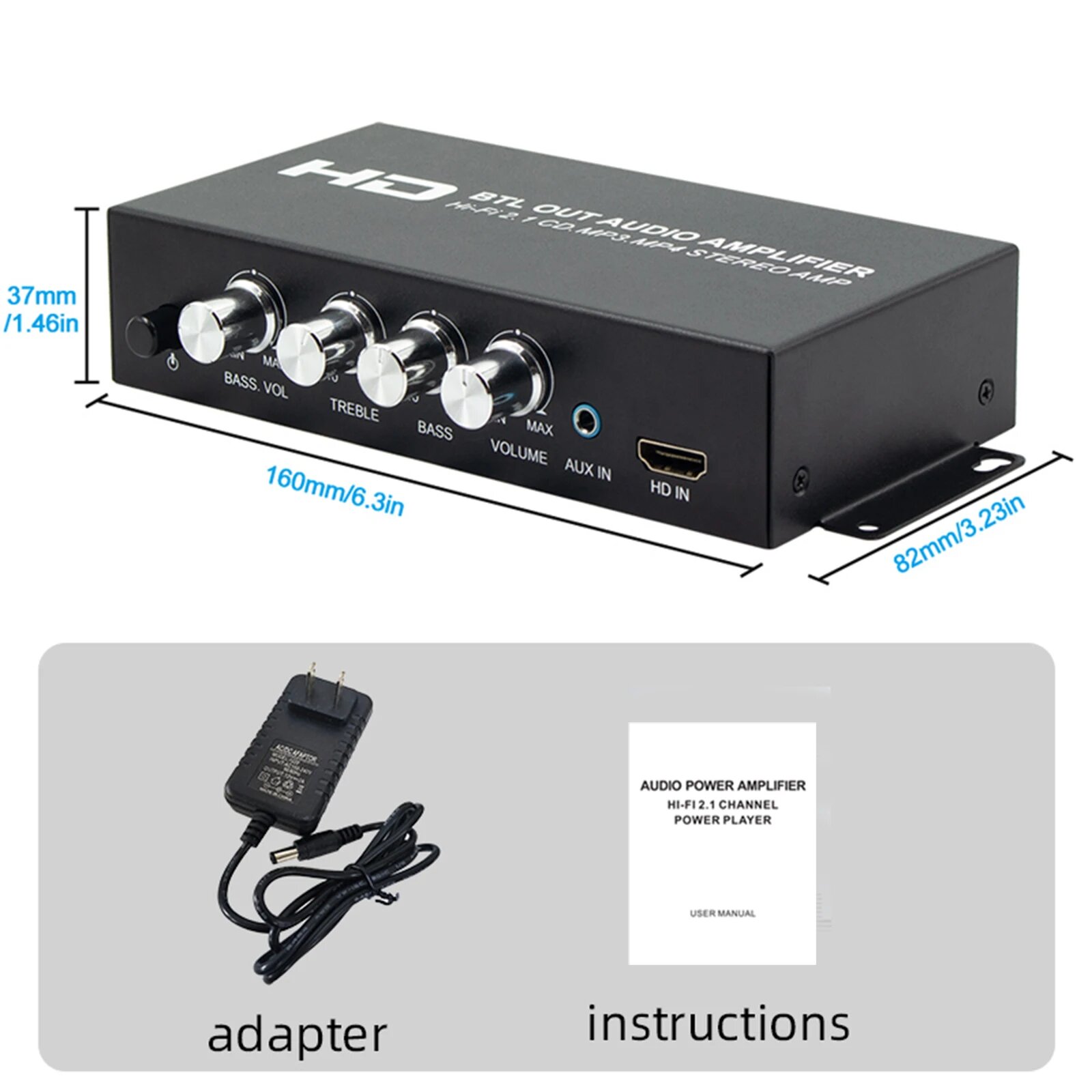 Wiistar ST-838 2.1-канальный усилитель, Audio Amplifier, ADD us adapter