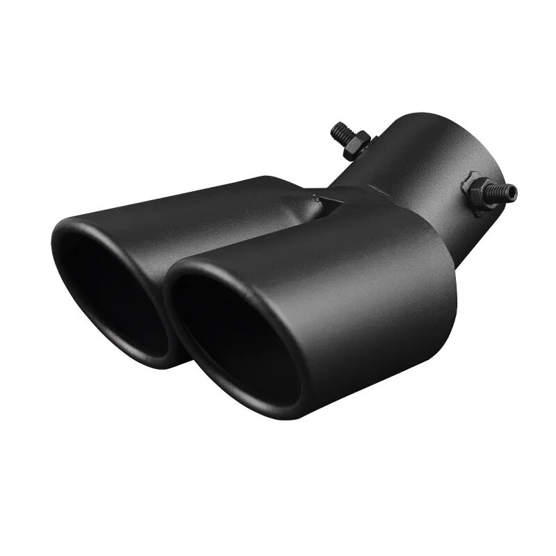 63 мм 2,5 "впускной автомобильный глушитель, наконечник из нержавеющей стали, двойная труба, отделка, модифицированный автомобильный задний хвостовой вкладыш для большинства автомобилей, Black bent bevel