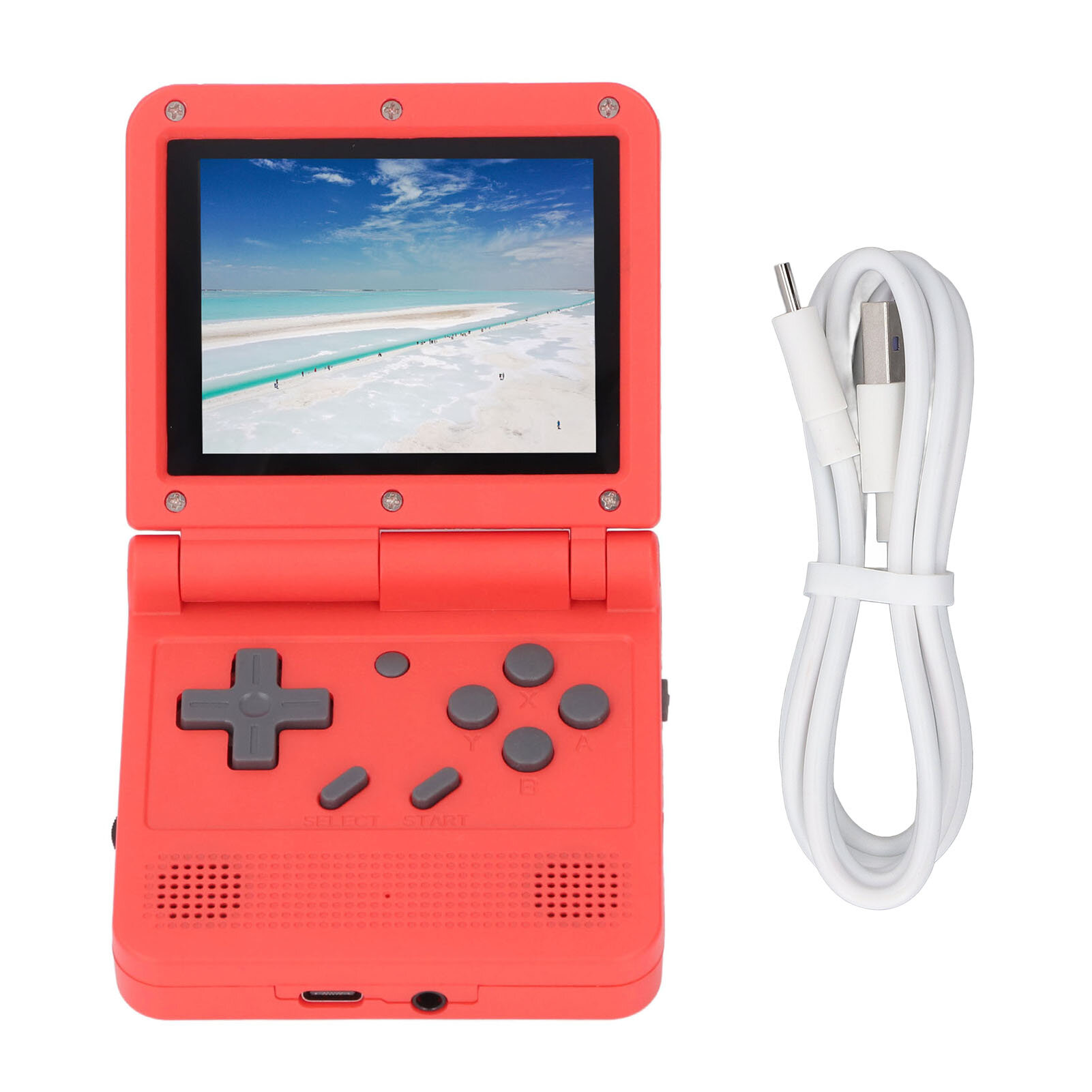 V90 портативная игровая консоль переверните на 190 градусов угол IPS Экран 1020MAH Батарея USB Тип C Retro Gaming Console Handheld Red 64G