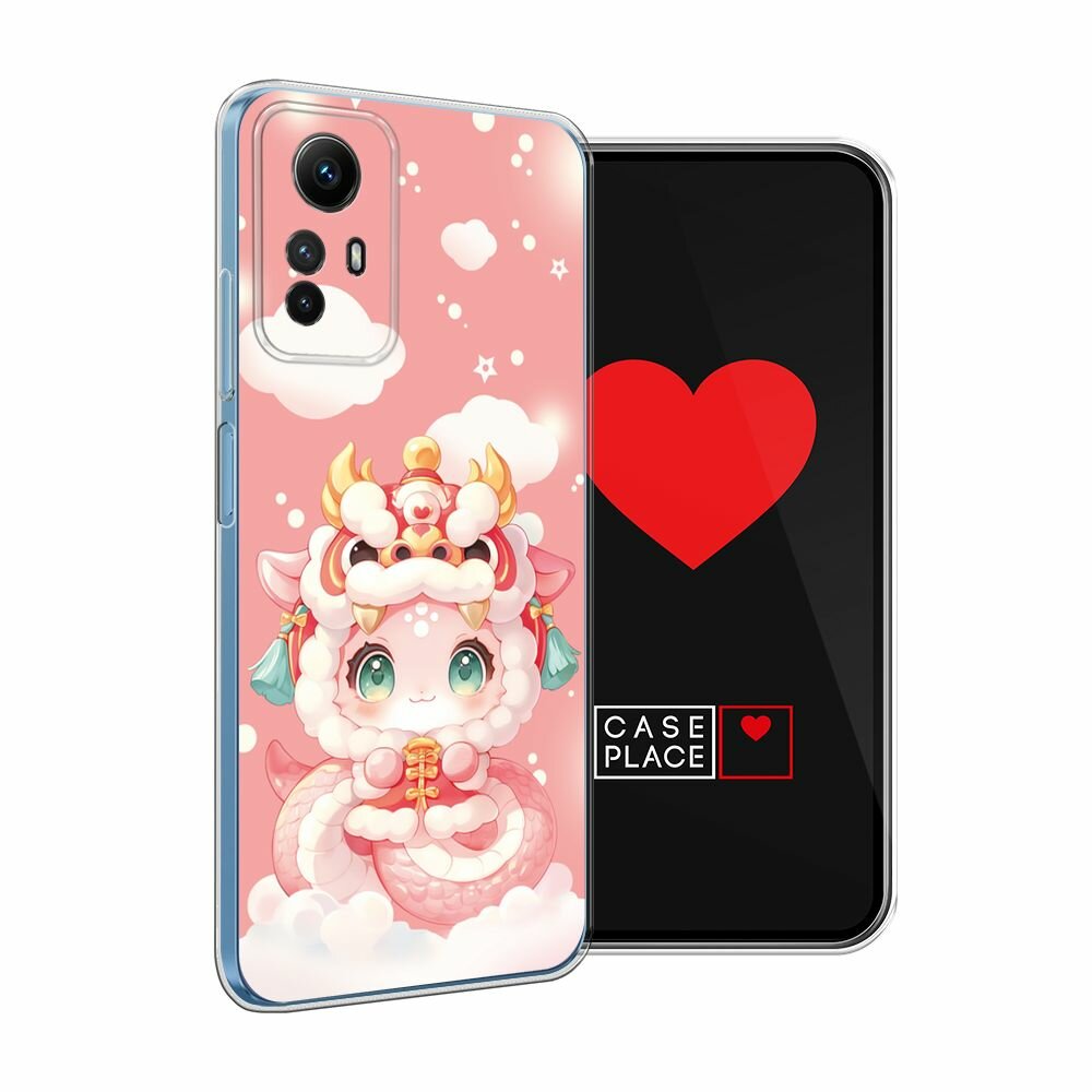 Чехол на Xiaomi Redmi Note 12S / Сяоми Редми Ноут 12S с принтом Розовая китайская змейка 1 — фото 1