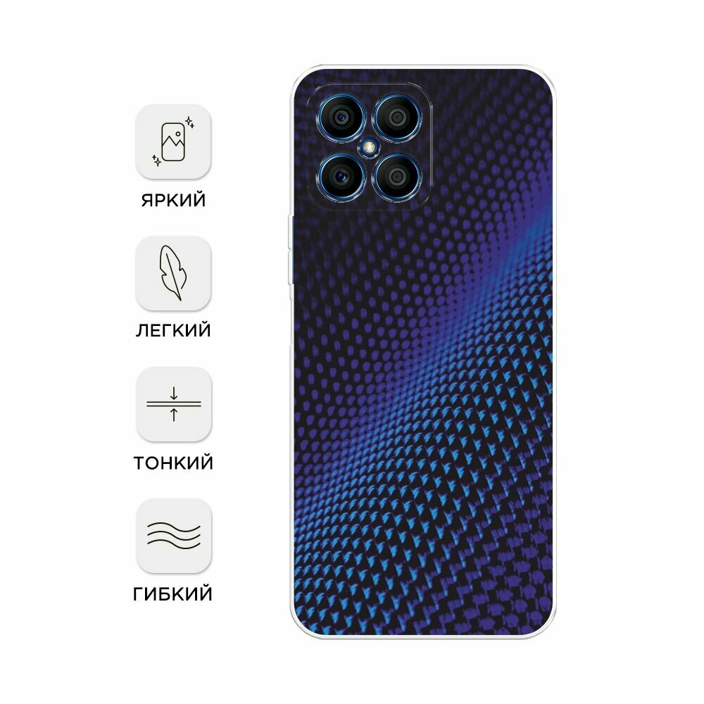 Силиконовый чехол на Honor X8 / Хуавей X8 с принтом "Синий карбон" — фото 1